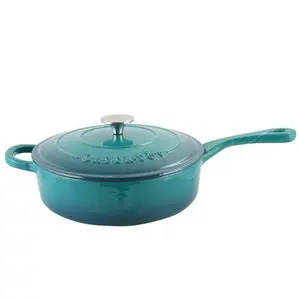 CROCK-POT 3.5 Quart Enameled Cast Iron Deep Saute Pan With Self Basting Lid - Blue