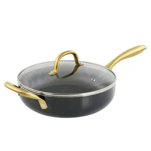 GIBSON HOME Ellsworth 3.5 Quart Aluminum Nonstick Saute Pan With Lid - Black