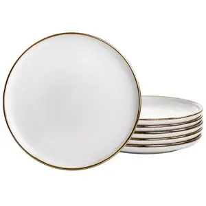 ELAMA Arthur 6 Piece Stoneware Salad Plate Set - White