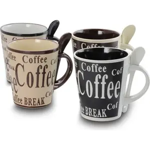 Gibson Bareggio 8 Piece 13 Ounce Coffee Mug With Spoon Set - Assorted