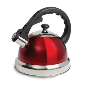 MR COFFEE Claale 2.2 Quart Stainless Steel Whistling Tea Kettle With Nylon Handle - Red