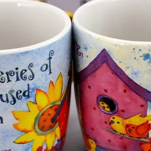 GIBSON HOME Birdhouse Floral 18 Oz Cup Set
