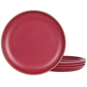 GIBSON HOME Rockabye 4 Piece Melamine Dinner Plate Set - Dark Pink