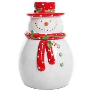 GIBSON HOME Jolly Plenitude 7.5" Snowman Cookie Jar - White