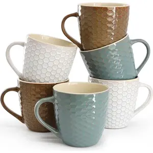 ELAMA Honey Bee 6-piece 15 Oz. Mug Set - White