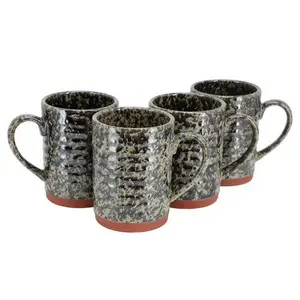 GIBSON HOME Terra Bella 4 Piece 18.5 Ounce Terracota Mug Set - Green