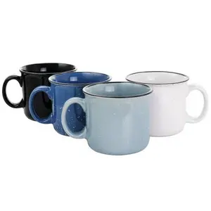 MR. COFFEE Colebrook Speckled Stoneware 18oz 4 Piece Mug Set - Blue