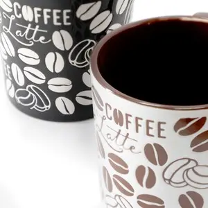MR. COFFEE Vintage Brew 2 Piece 18 Ounce Coffee Bean Stoneware Mug Set