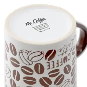 MR. COFFEE Vintage Brew 2 Piece 18 Ounce Coffee Bean Stoneware Mug Set