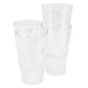 GIBSON HOME Lattice 4 Piece 16 Ounce Glass Tumbler Set - Clear