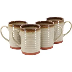 GIBSON HOME Terra Bella 4 Piece 18.5 Ounce Terracotta Mug Set - Grey