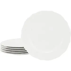 ELAMA Henryi 6 Piece 8.75 Inch Porcelain Salad Plate Set - White