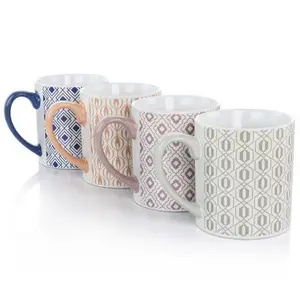 MR. COFFEE Bliss 4 Piece 20oz Can Shaped Stoneware Mug Set