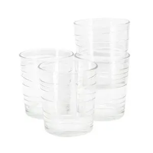 GIBSON HOME 4 Piece 13.5 Ounce Swirl Double Old-fashioned Glassware Set - Clear