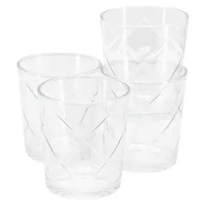 GIBSON HOME Lattice 4 Piece 13.5 Ounce Double Old-fashioned Glass Set - Clear