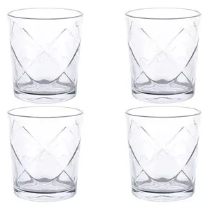 GIBSON HOME Lattice 4 Piece 13.5 Ounce Double Old-fashioned Glass Set