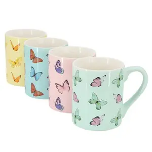GIBSON HOME Butterfly Pop 4 Piece 18 Ounce Stoneware Mug Set - Green