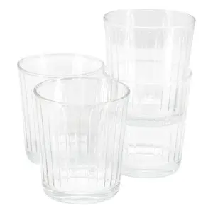 GIBSON HOME Moonstone 4 Piece 13.5 Ounce Double Old-fashioned Glass Set - Clear