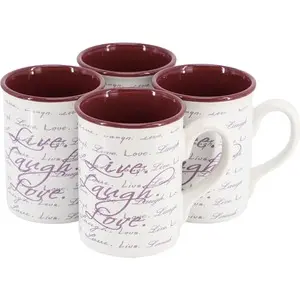 GIBSON HOME Inspirational Words Live, Laugh - Purple