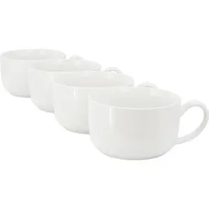 GIBSON HOME Great Essentials 4 Piece 32.5 Ounce Fine Ceramic Large Latte Mug Set - White