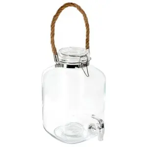 GIBSON HOME Ferris 1.3 Gallon Glass Beverage Dispenser With Rope Handle - Clear