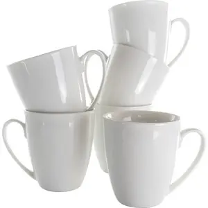 ELAMA Rosales 6 Piece 12 Ounce Porcelain Mug Set - White