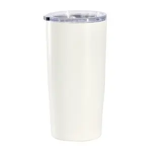 GIBSON HOME Marina 18oz Stainless Steel Thermal Tumbler With Acrylic Lid - White