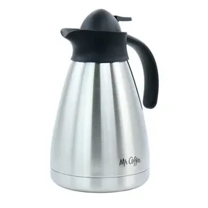 MR. COFFEE Olympia 1 Quart Insulated Stainless Steel Thermal Coffee Pot - Metallic Silver