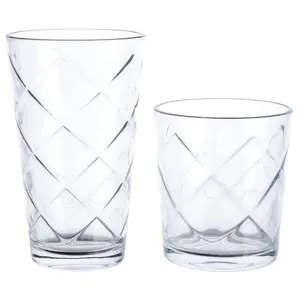 GIBSON HOME 16 Piece Lattice Glassware Drinkware Set