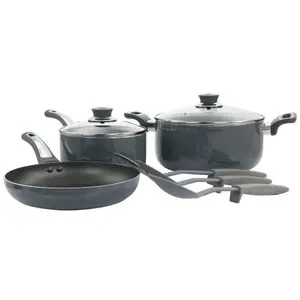 OSTER Legacy 8 Piece Aluminum Nonstick Cookware Set - Grey