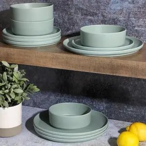 Gibson Canyon Crest 12 Piece Stackable Melamine Dinnerware Set
