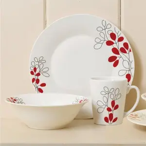 Gibson Scarlet Leaves 12 Pc Dinnerware Set