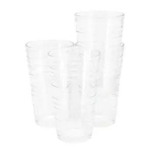 GIBSON HOME 4 Piece 16 Ounce Swirl Glass Tumbler Set - Clear