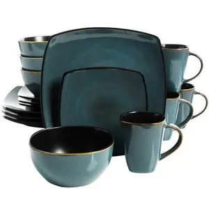 Gibson 16-piece Soft Square Dinnerware Set Green