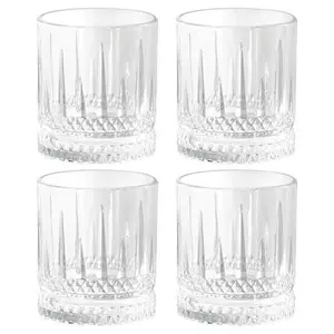 GIBSON HOME 4 Piece 13 Ounce Iceberg Embossed Double Old-fashioned Glass Set - Clear