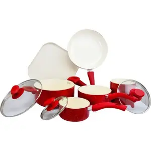 OSTER COCINA Cocina San Jacinto Aluminum Cookware Set Speckled Finish - Red