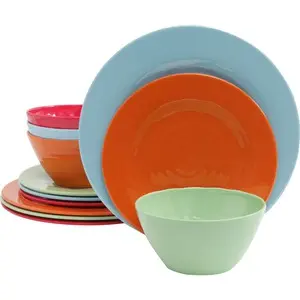 GIBSON HOME Brist 12 Piece Melamine Dinnerware Set - Blue