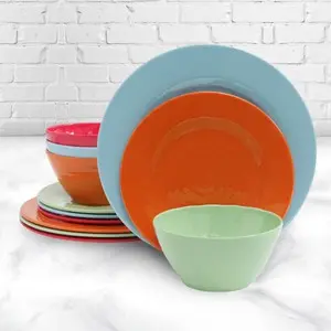 GIBSON HOME Brist 12 Piece Melamine Dinnerware Set