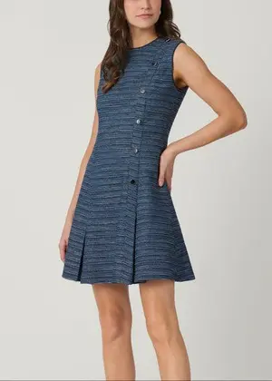Shoshanna Gigi Aurora Tweed Mini Dress - Navy Multi/silver