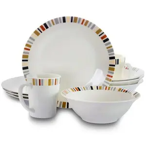 Gibson 12 Piece Lanvale Fine Ceramic Dinnerware Set For 4