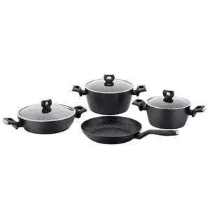 KORKMAZ Nora 7 Piece Aluminum Nonstick Cookware Set - Black