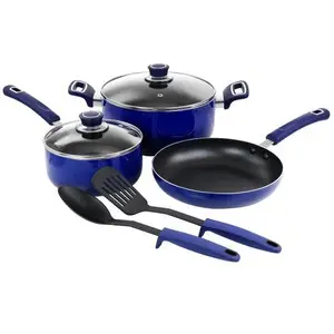 OSTER 7 Piece Non Stick Aluminum Cookware Set - Blue