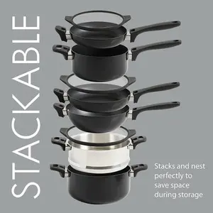KENMORE ELITE Grayson 9 Piece Nonstick Aluminum Stackable Cookware Set