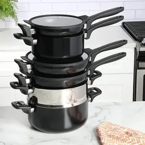 KENMORE ELITE Grayson 9 Piece Nonstick Aluminum Stackable Cookware Set
