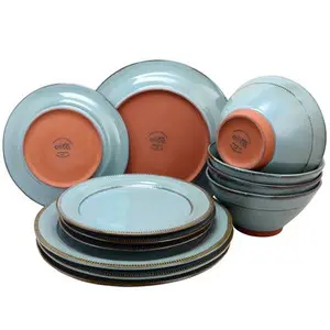 GIBSON ELITE Terranea 12 Piece Round Terracotta Dinnerware Set