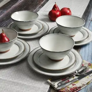 GIBSON ELITE Terranea 12 Piece Stoneware Dinnerware Set