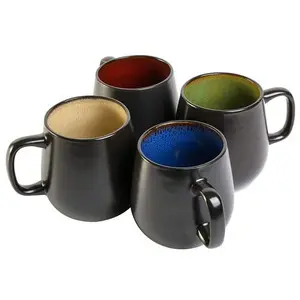 GIBSON HOME Soho Cafe 4 Piece 20 Ounce Stoneware Mug Set - Black