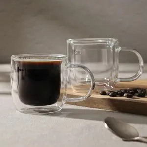 MR. COFFEE Salon Espresso 2 Piece 3 Ounce Double Wall Insulated Glass Mug Set