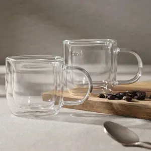 MR. COFFEE Salon Espresso 2 Piece 3 Ounce Double Wall Insulated Glass Mug Set