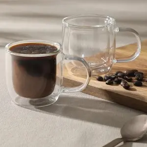 MR. COFFEE Salon Espresso 2 Piece 3 Ounce Double Wall Insulated Glass Mug Set
